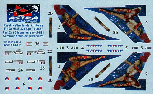 Astra Decals ASD14419 General-Dynamics F-16 A MLU Fighting Falcon Royal Netherlands Air Force Decals