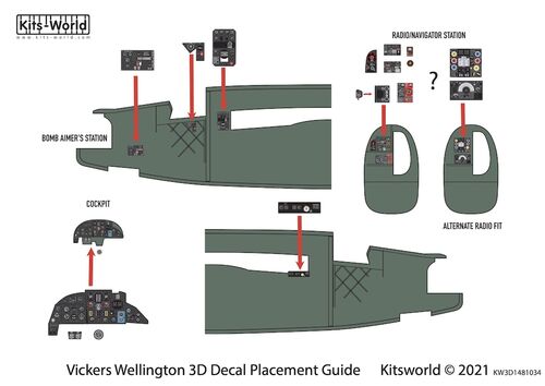 Kits World 3D1481034 Vickers Wellington Mk.IC/Mk.III 3D Full colour Instrument Panel (for Trumpeter kits)