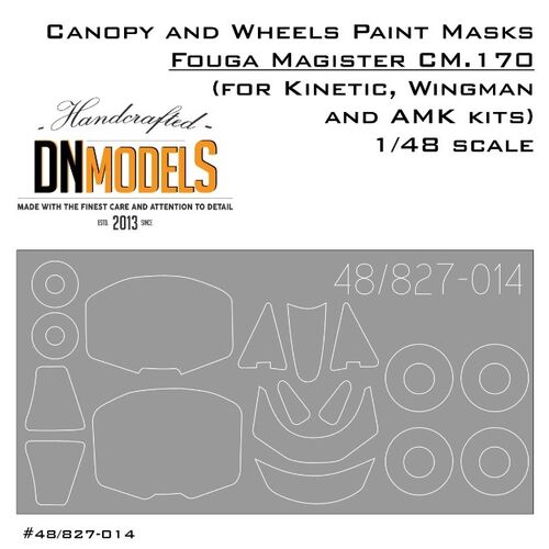 DN Models 48-827-014 Canopy And Wheels Paint Masks For Fouga Magister CM.170