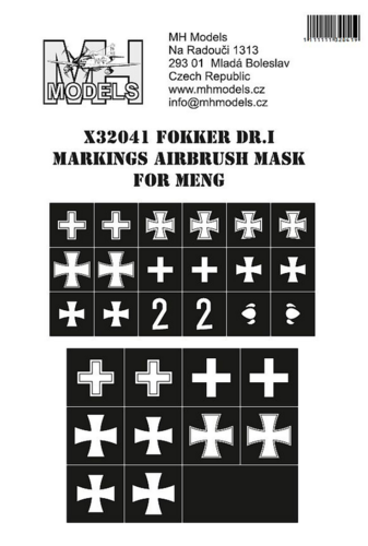 MH Models X32041 Fokker Dr.I Markings Airbrush Mask