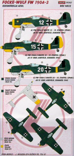 Kora Models Dec4832 Fw 190A-3 Escuadrilla Azul