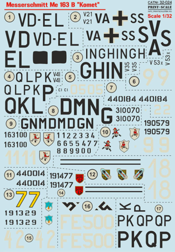 Print Scale 32-024 Me-163 B The complete set 2 leaf