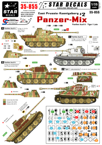 Star-Decals 35-855 East Prussia/Koenigsberg # 2. Panzer Mix - Tiger I and Panther A