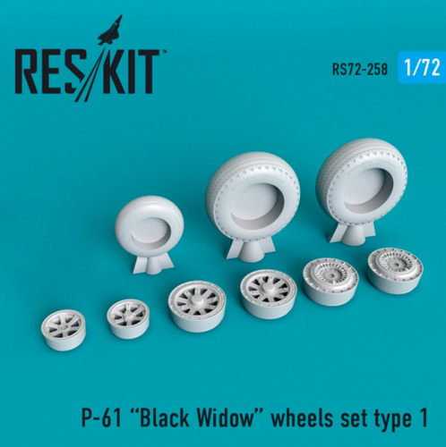 DISCONTINUED RES/KIT 72-0258 P-61 Black Widow wheels set