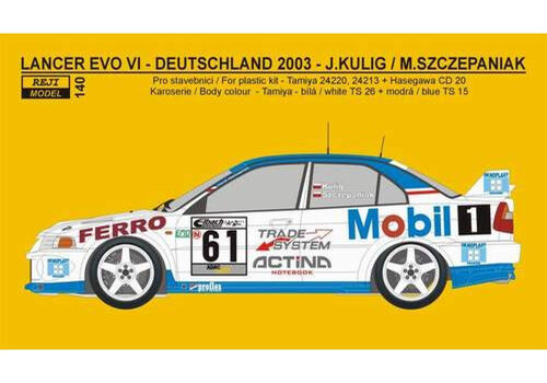 Rejimodel 140 Mitsubishi Lancer Evo VI - Deutschland Rally 2003 Kulig / Szczepaniak (for Tamiya and Hasegawa Kits)