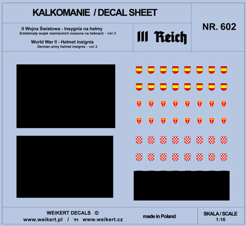 Weikert Decals DEC602 Insygnia na hełmy - II Wojna Światowa Volume 3 (III Rzesza)