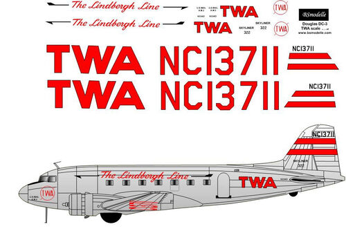 BSmodelle 144656 Douglas DC-3 - TWA Lindberg Line Decal