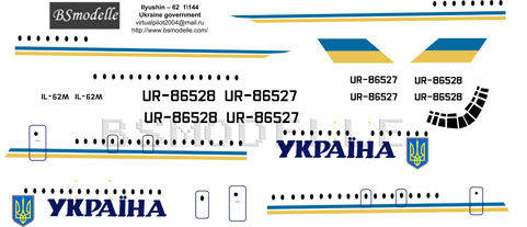 BSmodelle 144060 Ilyushin Il-62M - Ukraine Government Decal