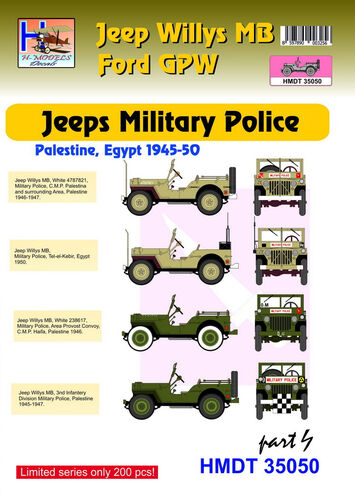 H-Model Decals T35050 Willys Jeep MB / US Ford GPW - Jeeps Military Police Part 4 (Palestine & Egypt 1945-50)
