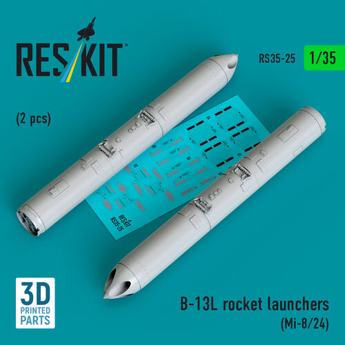 RES/KIT 35-0025 B-13L Rocket Launchers (2pcs) (Mi-8/24) (3D Printed)