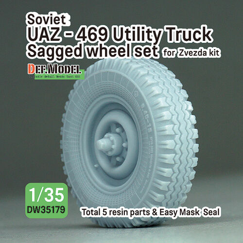 DEF Model DW35179 Soviet UAZ-469 Utility Truck Sagged Wheel Set (For Zvezda Kit)