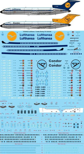 26 Decals STS44423 Boeing 727-230 - Lufthansa / Condor (Screen Printed Decal)