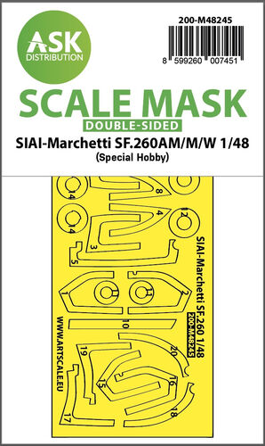 Art Scale Kit M48245 SIAI-Marchetti SF.260 AM / M / W - Double-Sided Self Adhesive Fit Masks for Clear Parts (for Special Hobby kits)