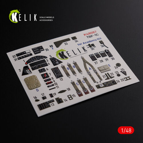 KELIK K48087 TBF-1C Interior 3D Decals For Academy Kit