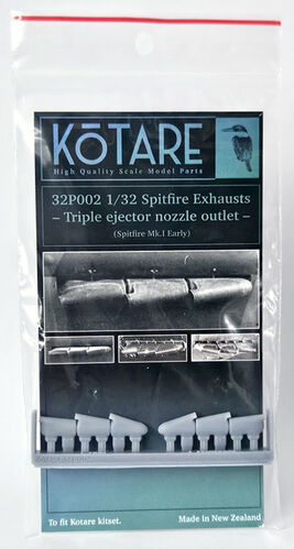 KOTARE 32P002 Supermarine Spitfire Mk.Ia - Exhaust (Early) 3D-Printed (for Kotare kits)