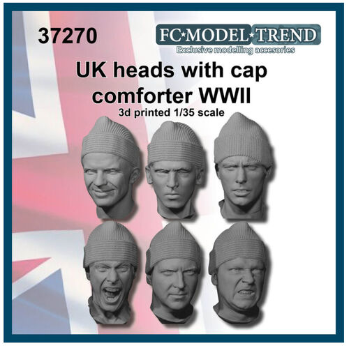 FC ModelTrend 37270 British WWII Soldier Heads with Cap Comforter (3D-printed)