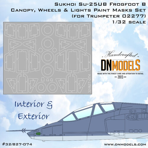 DN Models 32-827-074 Sukhoi Su-25UB Frogfoot B Canopy, Wheels And Lights Paint Masks Set (For Trumpeter 02277)