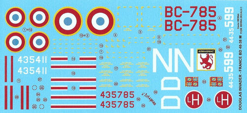 Berna Decals 48038M Martin B-26 C Invader in French Service (4 schemes)