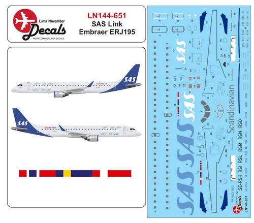 Lima November Decals 144-651 Embraer ERJ-195 - SAS Link Scheme