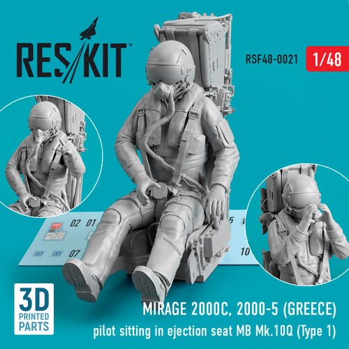 RES/KIT F48-0021 Mirage 2000C, 2000-5 (GREECE) Pilot Sitting In Ejection Seat MB Mk.10Q (Type 1)