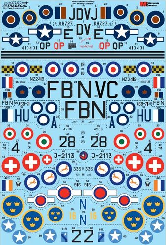 Xtradecal 72270 International North American P-51 D Mustang Bubbletops (11 schemes)