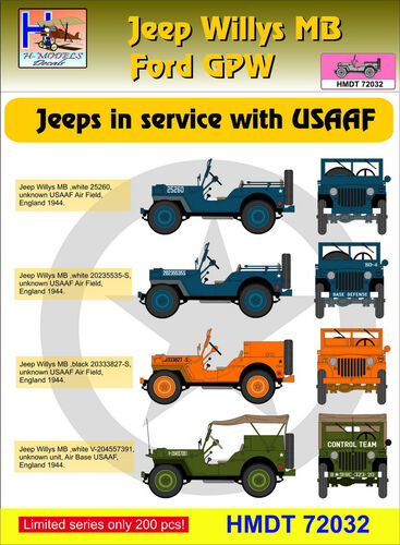 H-Model Decals T72032 Willys Jeep MB/Ford GPW: USAAF Jeeps