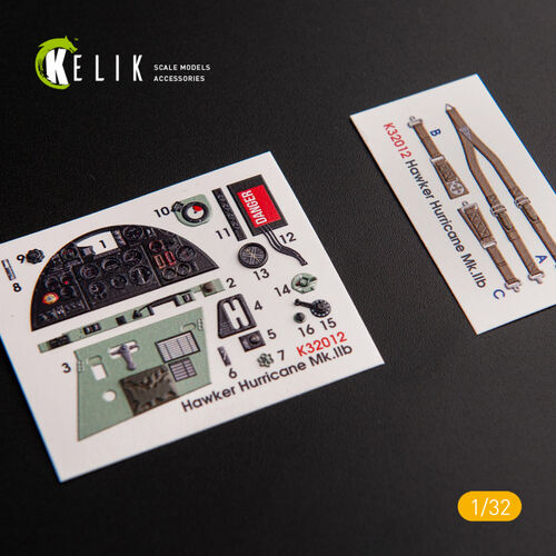 KELIK K32012 Hawker Hurricane Mk.IIB - Interior 3D Decal For Revell Kit