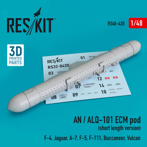 RES/KIT 48-0420 AN / ALQ-101 ECM Pod (Short Length Version) (F-4, Jaguar, A-7, F-5, F-111, Buccaneer, Vulcan) (3D Printing)