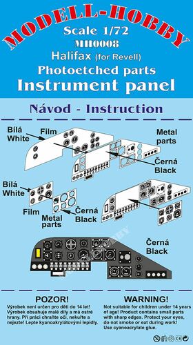 MH Models K72908 H.P. Halifax Photoetched parts instrument panel for Revell ex Modell-Hobby