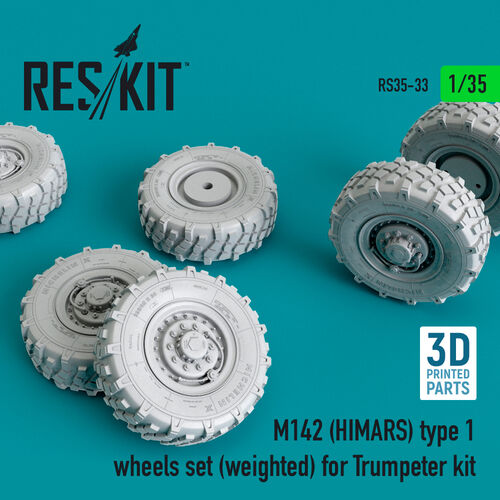DISCONTINUED RES/KIT 35-0033 M142 HIMARS type 1 wheels set weighted for Trumpeter kit