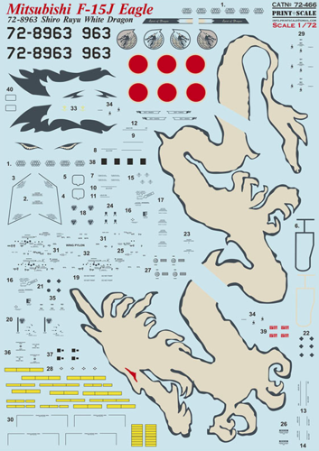 Print Scale 72-466 F-15 Mitsubishi F-15J Eagle White Dragon