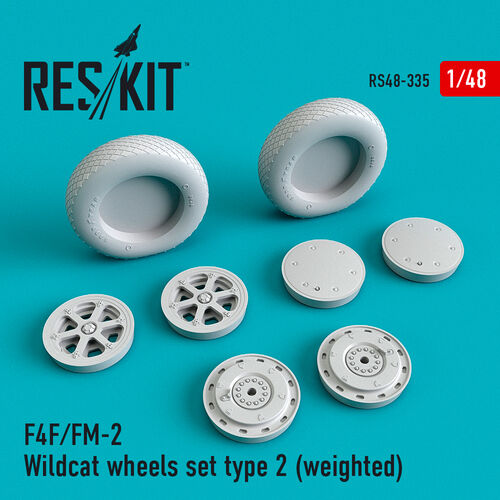DISCONTINUED RES/KIT 48-0335 F4F/FM-2 Wildcat wheels set type 2 weighted