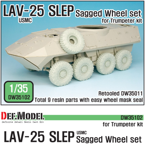 DEF Model DW35102 US LAV-25 SLEP Sagged Wheel set (for Trumpeter 1/35) Retooled DW35011