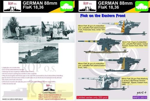Ropos Models MNFDT35010 German 88mm Flak 18,36 - Flak on the Eastern Front