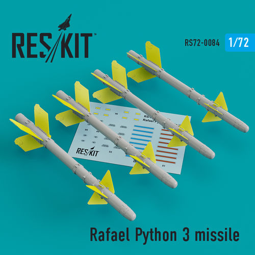 DISCONTINUED RES/KIT 72-0084 Rafael Python 3 missile (4 pcs) (IAI Kfir, F-15C/I, F-16I, JF-17, MiG-21, Mirage F.1)