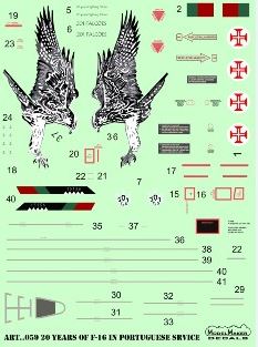 Model Maker Decals D48059 20 Years of F-16 in Portuguese service