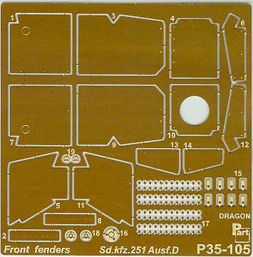 Part P35-105 Sd.Kfz.251/1 Ausf.D front fenders Dragon
