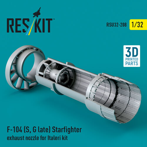 RES/KIT U32-0208 F-104 (S, G Late) 'Starfighter' Exhaust Nozzle For Italeri Kit (3D Printed)