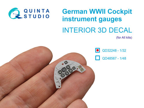 Quinta Studio QD32248 German WWII Cockpit Instrument Gauges - 3D-Printed & coloured Interior on decal paper (for All Kits)