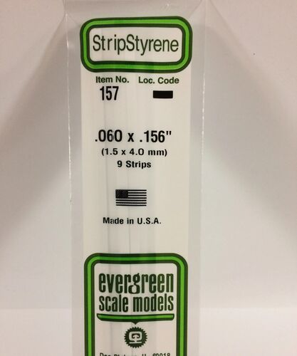 Evergreen 00157 Polystyrene Strip 1,50 x 4,00 mm (35 cm) (1 pcs)