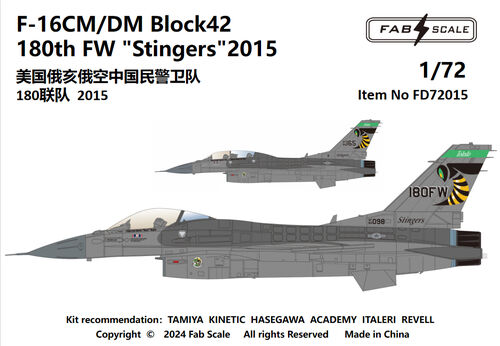 Fab Scale FD72015 Lockheed Martin F-16 CM Fighting Falcon / DM Block 42 - USAF 180th FW 'Stingers'2015