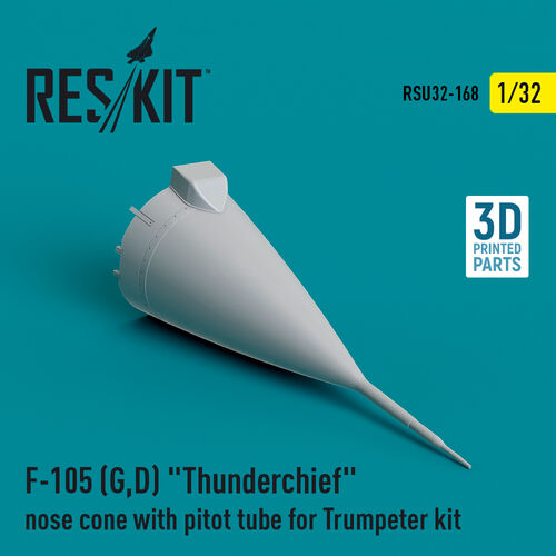 RES/KIT U32-0168 F-105 (G, D) 'Thunderchief' Nose Cone With Pitot Tube For Trumpeter Kit (3D Printed)