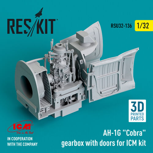 RES/KIT U32-0136 AH-1G 'Cobra' Gearbox With Doors For ICM Kit (3D Printed)
