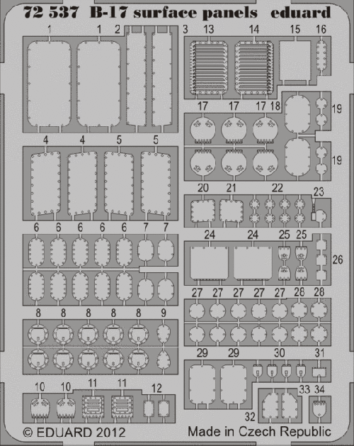 Eduard 72537 B-17 surface panels S.A. REVELL