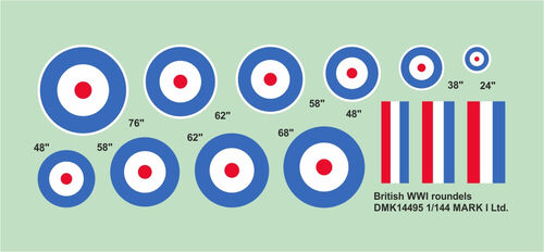 Mark I Decals DMK14495 British WWI Roundels (2 sheets)