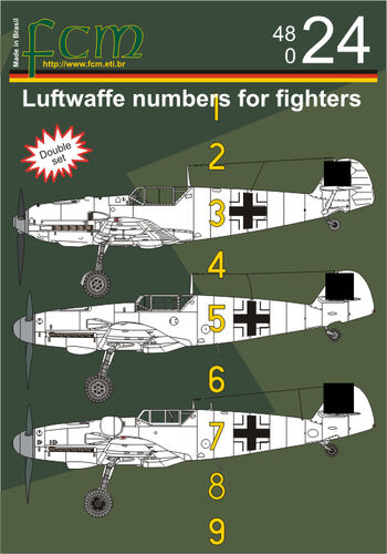 FCM 48024 Luftwaffe numbers in yellow, black, white and red with separate black outlines and white outlines