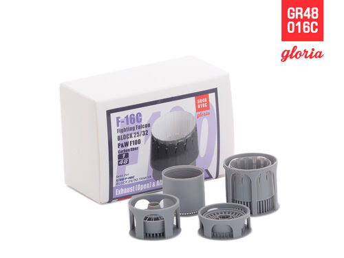 Gloria Model GR48016C Geenral-Dynamics F-16 C PW F100 Carbon Fiber Exhaust Nozzle & Afterburner - open (for Tamiya Kits)