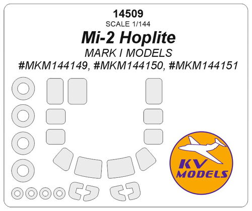 KV Models 14509 Mil Mi-2 Hoplite (Mark I Models #MKM144149, #MKM144150, #MKM144151) And Wheels Masks