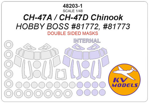 KV Models 48203-1 CH-47A / CH-47D Chinook (Hobby Boss #81772, #81773) - Double Sided And Wheels Masks