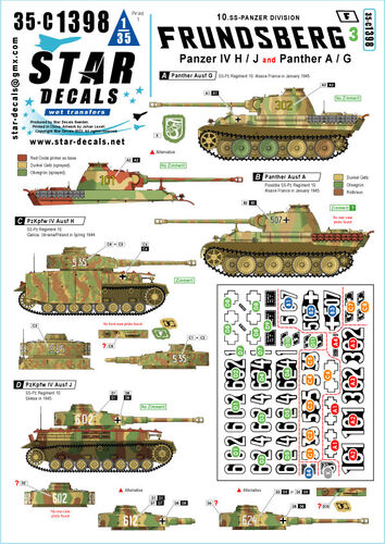 Star-Decals 35-C1398 Frundsberg #3 - 10 SS-Panzer Division - PzKpfw IV Ausf H/J And Panther Ausf A/G